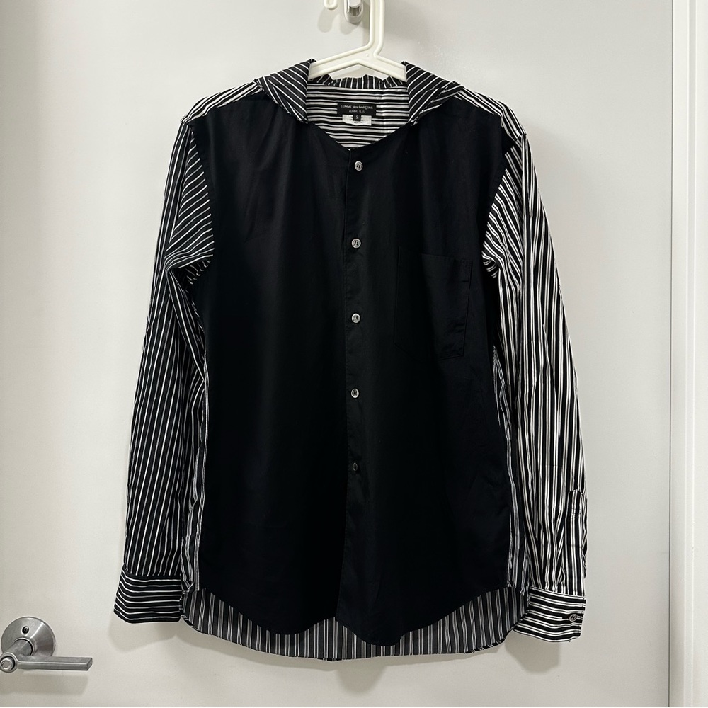 Cdg Homme Plus Collarless Asymmetrical Striped Hooded… - Gem